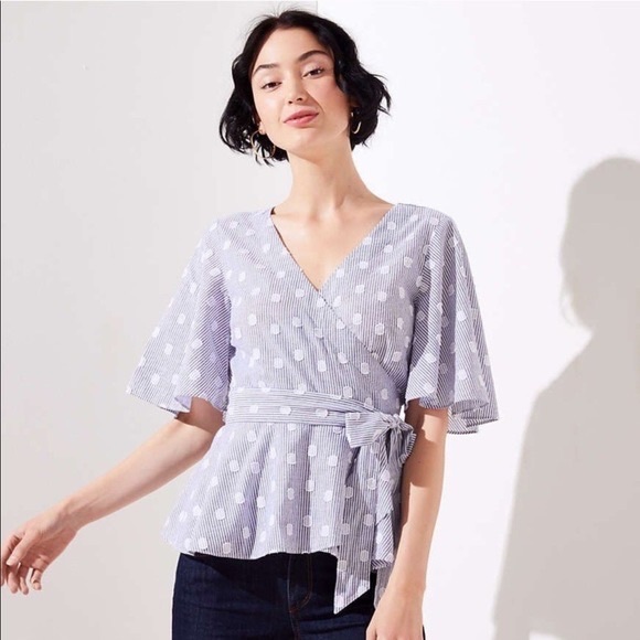 LOFT | Tops | Loft Flutter Sleeve Wrap Top | Poshmark